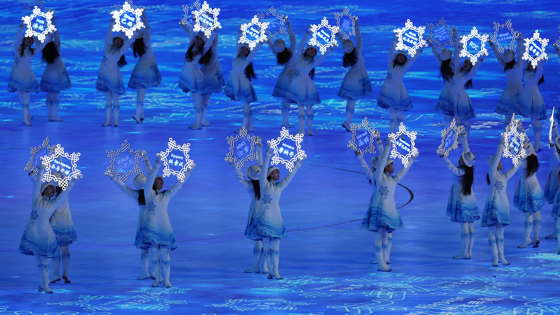 Opening Ceremony becomes winter wonderland with snowflakes | NBC Olympics