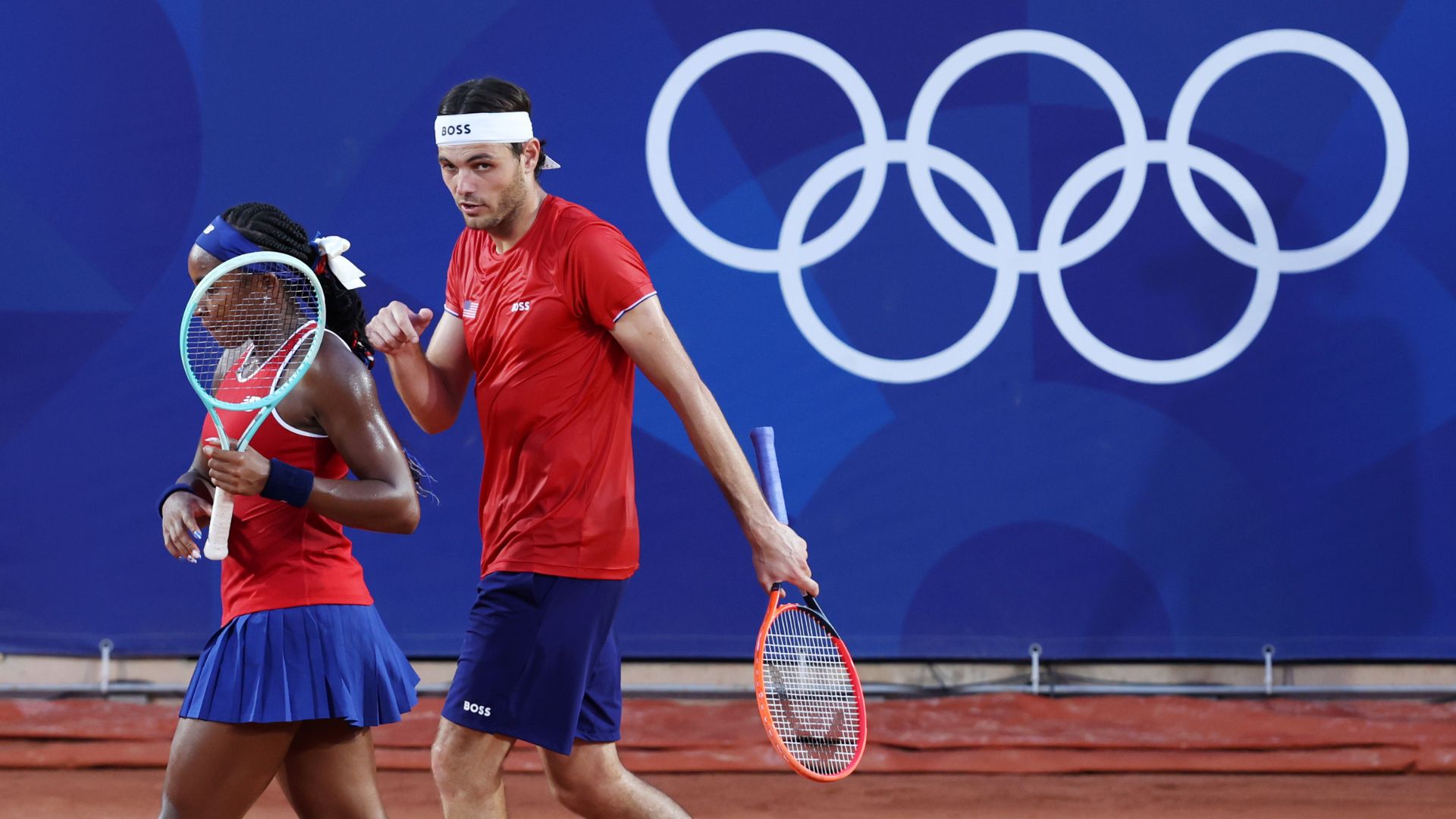 Taylor Fritz fires blazing forehand in mixed doubles debut | NBC Olympics