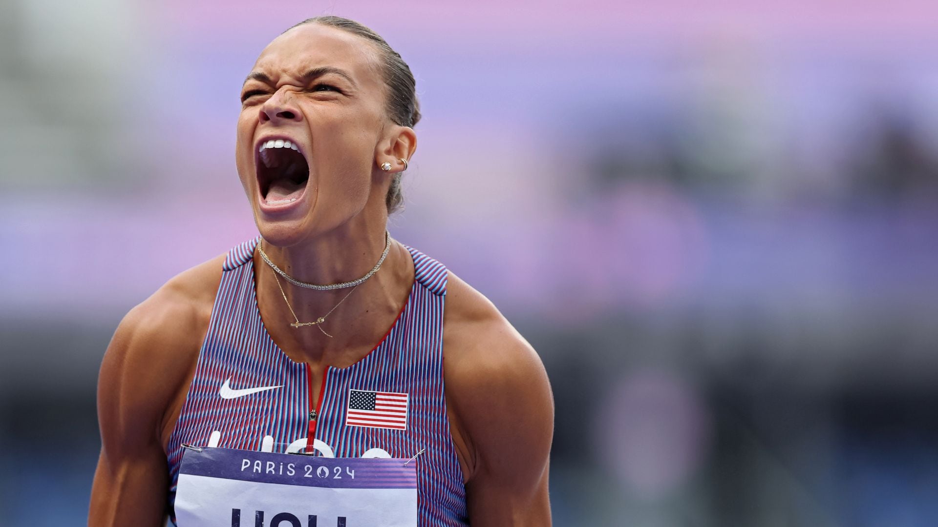 Hall third after heptathlon Day 1, finishes strong in 200m | NBC Olympics