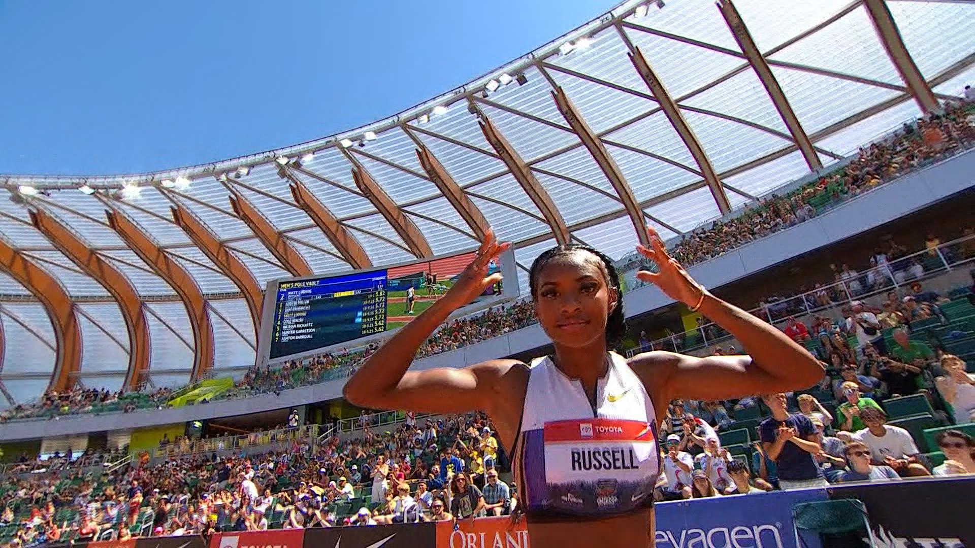Russell wins 100m hurdles at USATF Outdoor Championships | NBC Olympics