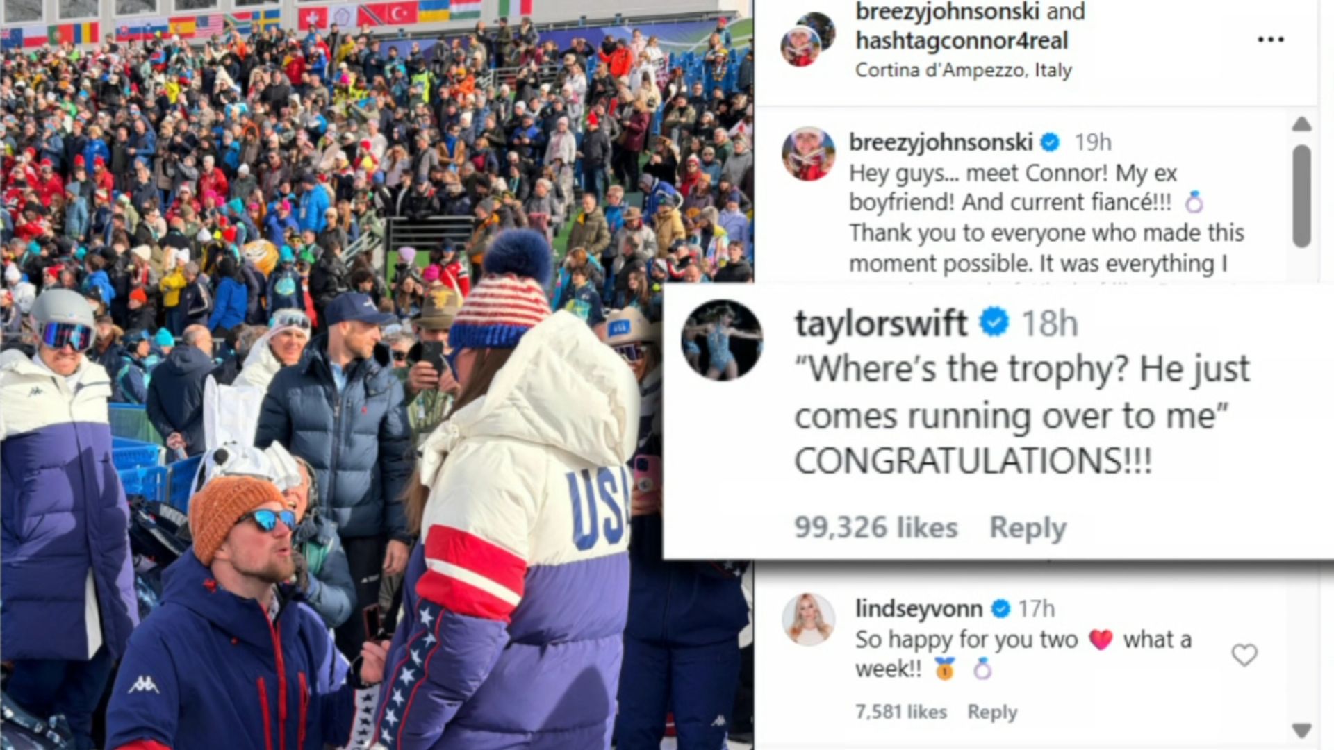 Taylor Swift congratulates Breezy Johnson on engagement | NBC Olympics